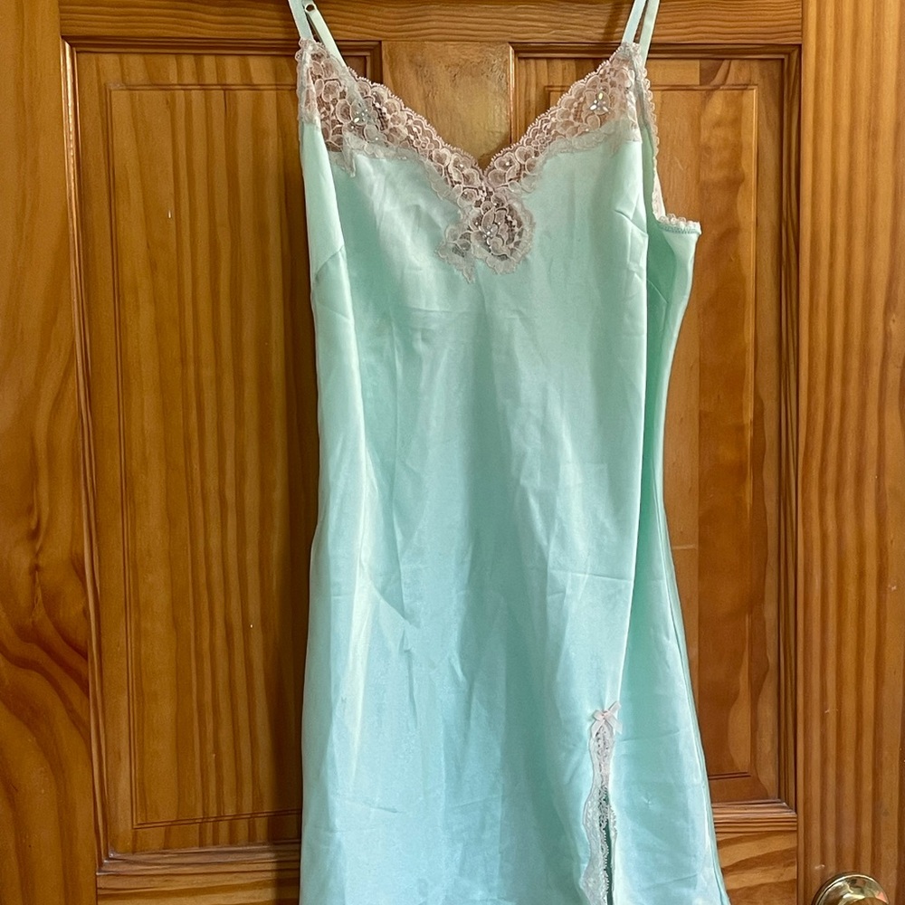 Victorias Secret Mint Green Lace Trim Slip Dress Mid … - Gem